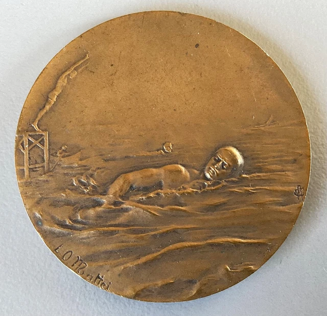 MÉDAILLE BRONZE LOUIS Octave Mattei Natation Art Nouveau EUR 24,00 ...