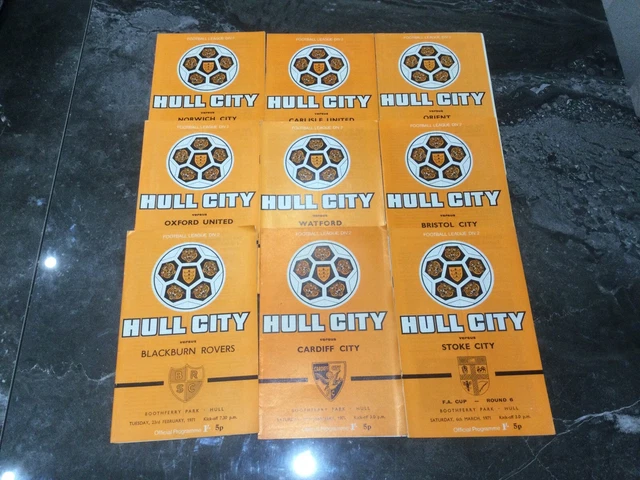 49 X HULL CITY PROGRAMMES COMPLETE SET OF HOME & AWAY INC CUPS 1970/71 ...