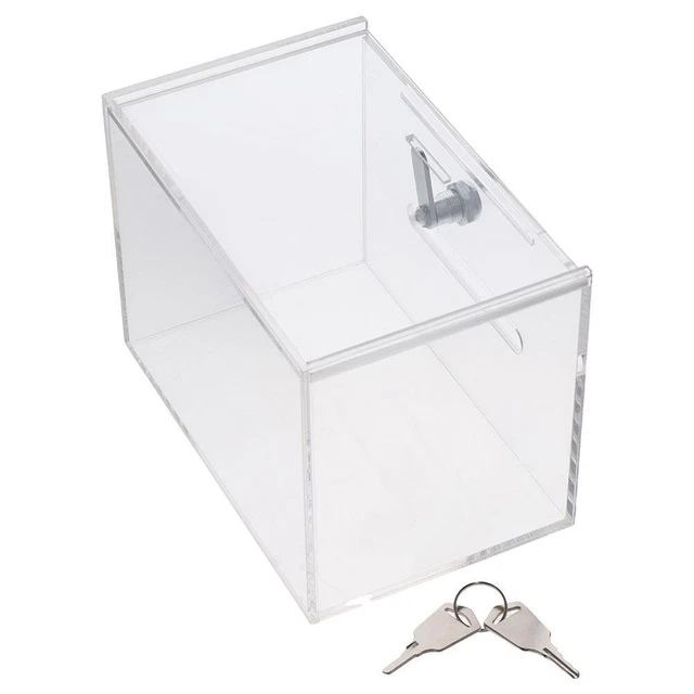 WITH LOCK DONATION Box Transparent Cube Tip Box Suggestion Box Voting ...