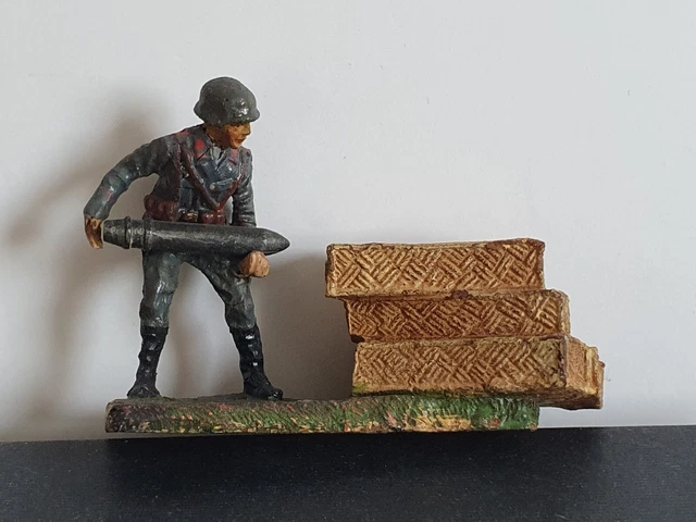 ELASTOLIN LINEOL SOLDAT Flak Artillerist mit Geschoßkörben Militär II. WK Masse EUR 89,99 ...