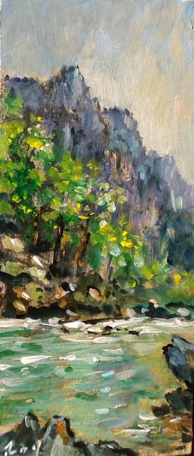 PROVENCE. LES GORGES du Verdon. Peinture / panneau signée Pascal DENIS ...