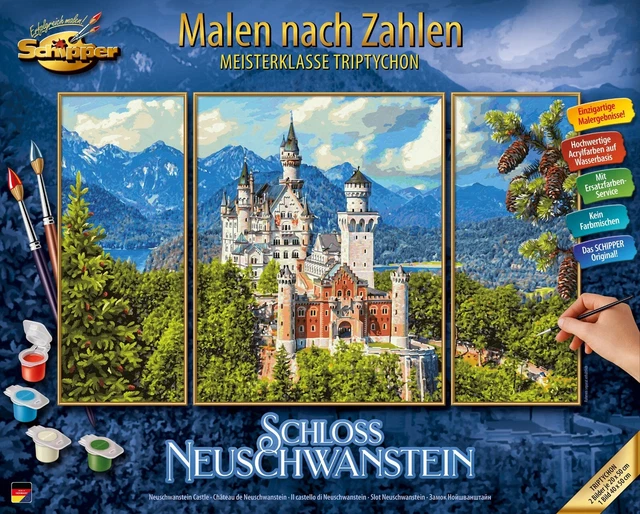 SCHIPPER MALEN NACH Zahlen Meisterklasse Triptychon SCHLOSS NEUSCHWANSTEIN 50x80 EUR 36,75 ...