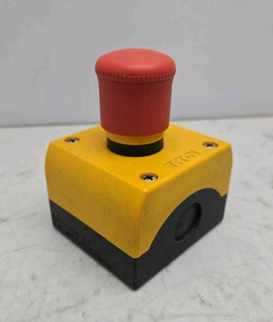 EATON EMERGENCY STOP Button Push Pull In Enclosure M22-KC01 Contact ...