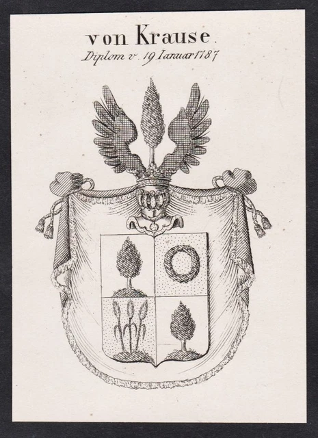 KRAUSE ARMOIRIES COAT Of Arms Heraldry Héraldique Genealogie Gravure ...