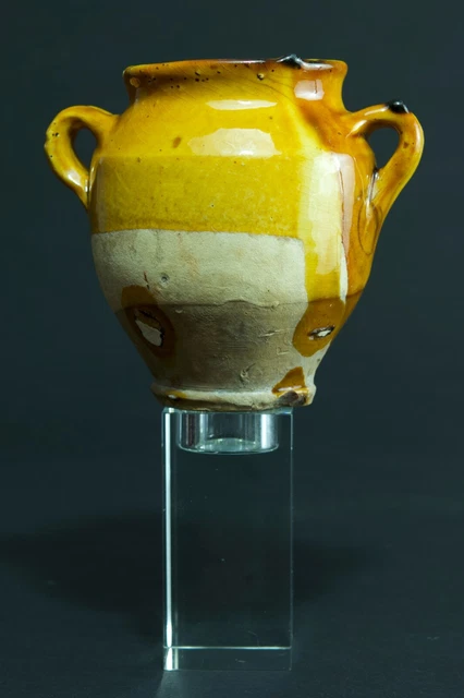 VERY RARE ANTIQUE French little golden honey Confit Pot South France ...