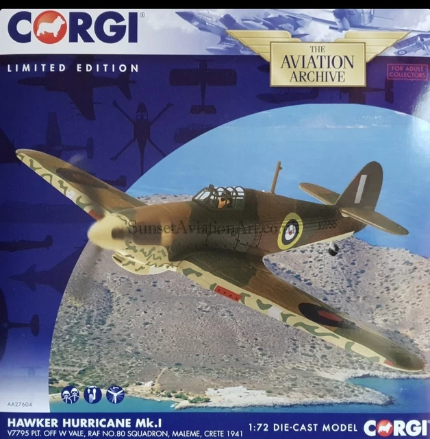 CORGI AVIATION HAWKER Hurricane Mk.I RAF No.80 Escadron Crète 1941 ...