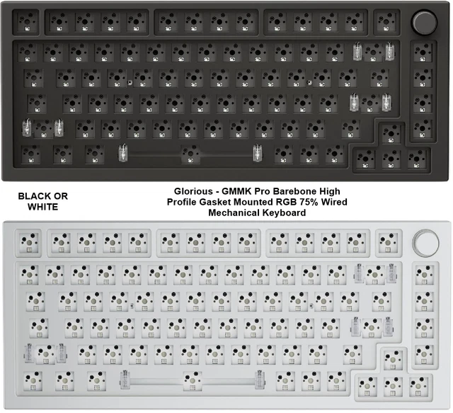 GLORIOUS GMMK PRO Barebones 75% Gasket-Mounted Modular Keyboard - WHITE ...