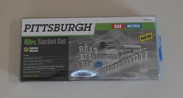 BRAND NEW PITTSBURG 40 Piece Socket Set SAE & Metric 3/8” Drive Ratchet ...