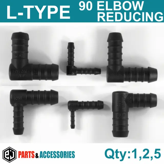 90 DEGREE ELBOW PLASTIC BARBED JOINER REDUCER CONNECTOR PIPE HOSE Air ...