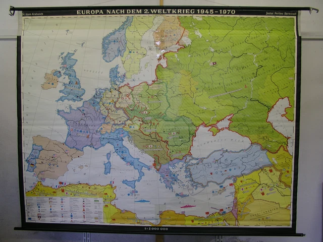SCHOOL WALL MAP wall map Europe 1945-1970 Europe after WWII Germany ...