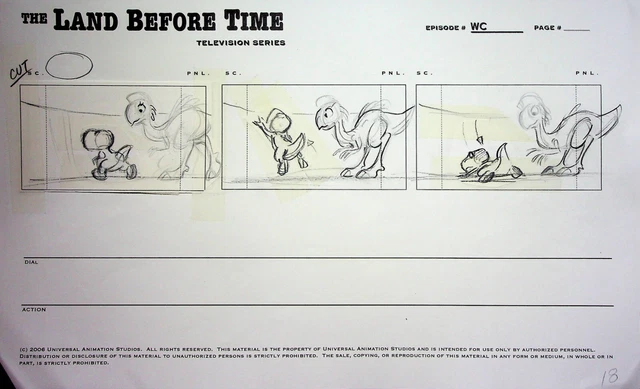 THE LAND BEFORE Time (TV series) 2007 Hand Drawn Production Storyboard ...