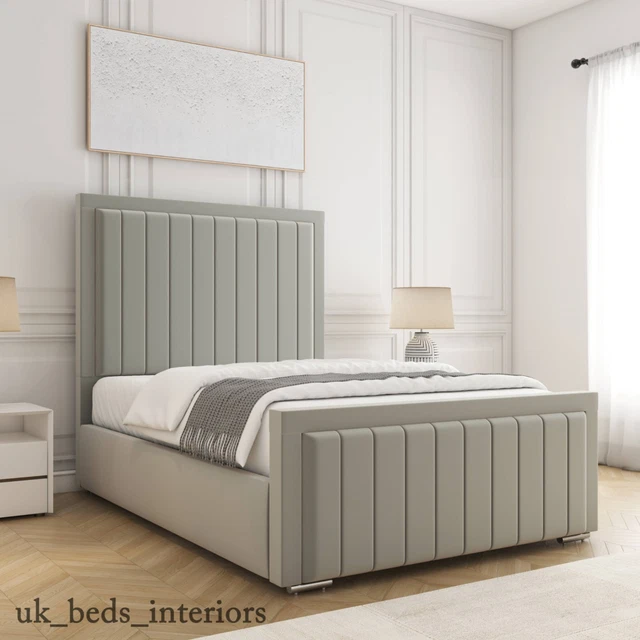 4FT6 HILTON BED Frame Bumperbar Plush Velvet Gas Lift Storage Mattress ...