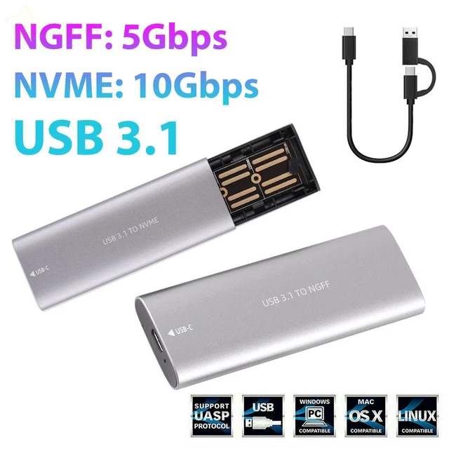 M.2 NGFF NVME SSD Hard Disk Case Enclosure to USB 3.1 GEN2 External Case Adapter $16.86 ...