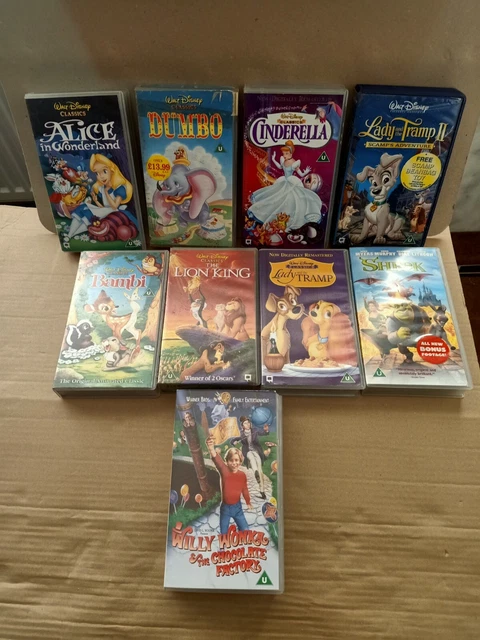 DISNEY CHILDREN'S MOVIE Videos / VHS tapes + WB Willy Wonka ...