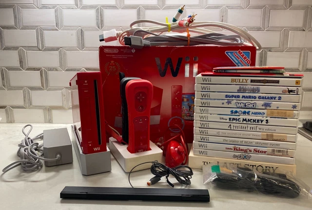 NINTENDO WII RED 25th Anniversary Konsolenpaket + 14 Spiele EUR 46,51 ...