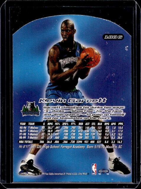 1999-00 FLEER ULTRA Kevin Garnett Medaglione Oro Taglio pressofusione ...