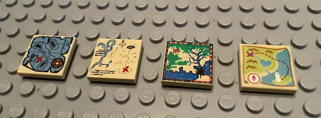 LEGO / 4 Treasure Maps / Pirate Ship / Printed Tile / Flat Plate / X ...