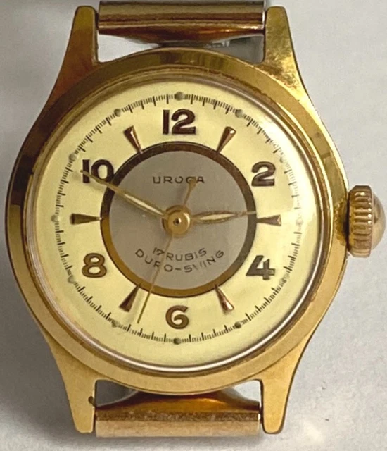 ALTE DAMEN ARMBANDUHR UROGA 17 Rubis Duro-Swing mit Handaufzug schöner ...