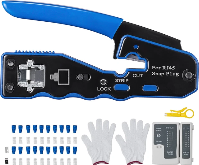 CRIMPING TOOL ETHERNET Crimper RJ45/Cat5e/Cat6/Cat6a 8-Pin Modular ...