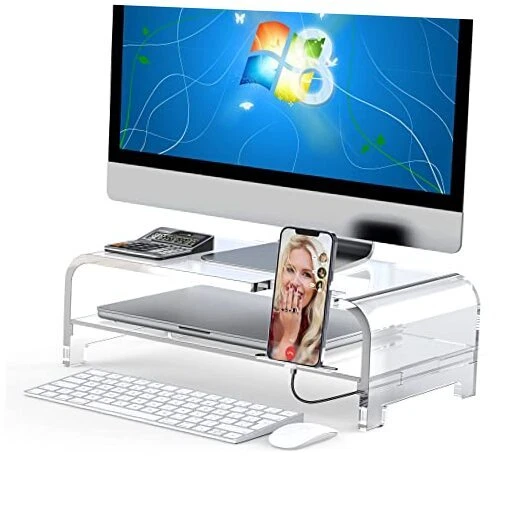 ACRYLIC LAPTOP STAND Acrylic Monitor Stand Riser Acrylic Computer 16in ...