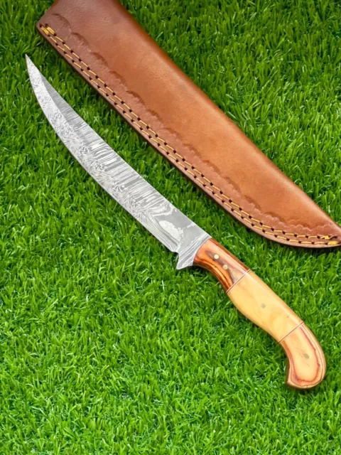 CUSTOM HANDMADE FIRE Damascus Steel Fillet knife, kitchen Knife AU213 ...