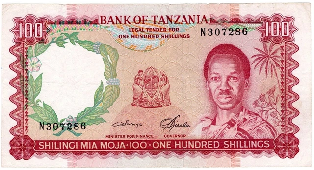 1966 TANZANIA 100 SHILLINGS NOTE - p5b VF+ $54.00 - PicClick CA