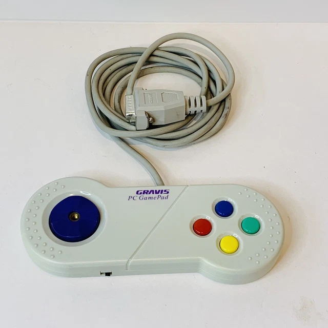 VINTAGE 90S GRAVIS PC GamePad White Controller Windows 95 98 Gaming $19 ...