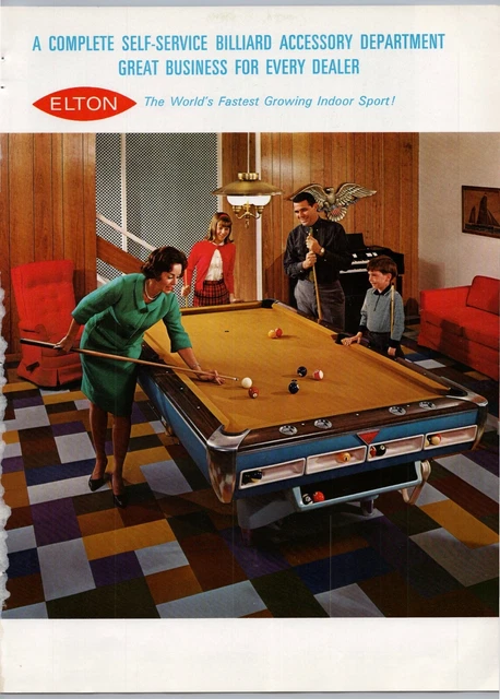 1965 ELTON POOL Tables Vintage Ad Billiards Mid Century Italian Cue ...