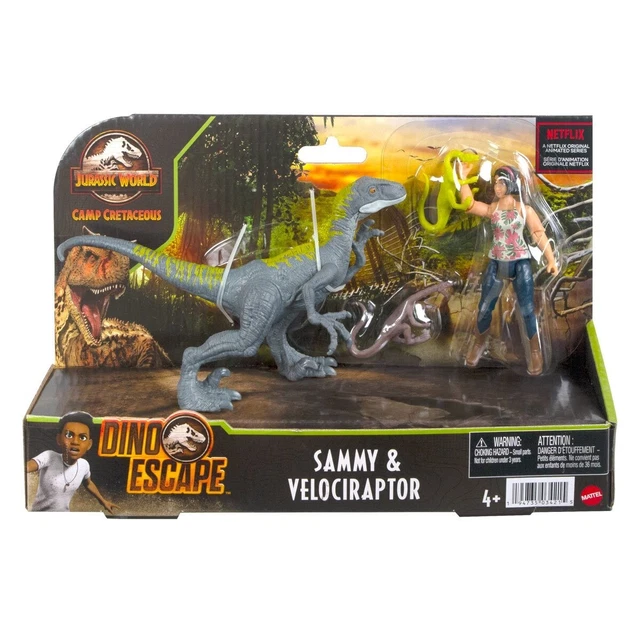 JURASSIC WORLD CAMP Cretaceous Sammy and Velociraptor - NEW BOXED £27. ...