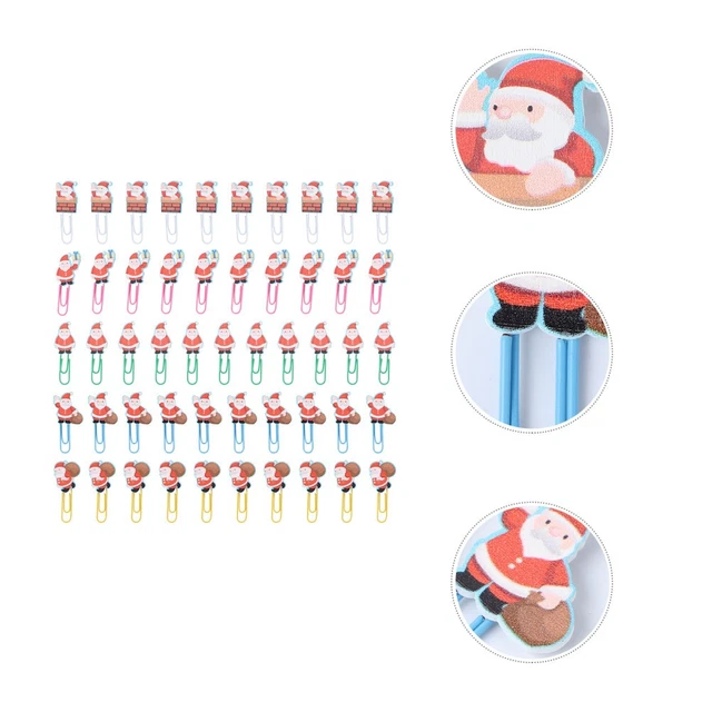 50PCS SANTA CLAUS Paperclips Colorful Creative File Clamps Adorable ...