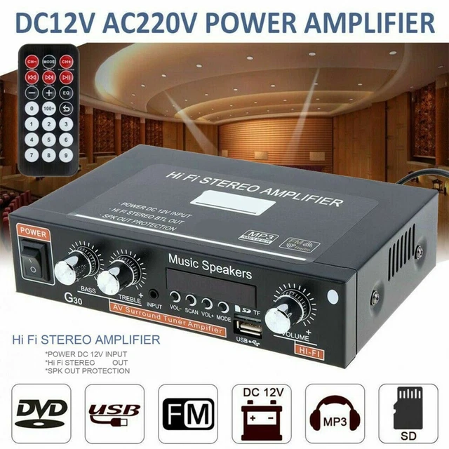 800W DIGITAL SMART Amplifier HIFI Stereo Audio AUX FM AMP USB MP3 Car ...