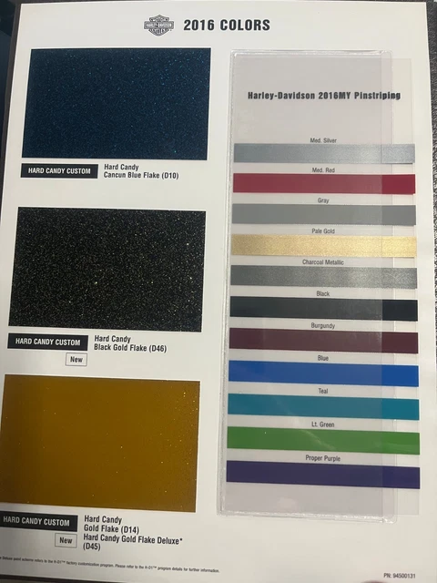 HARLEY DAVIDSON 2016 Motorcycles Collector Color Chart Dealer Booklet ...