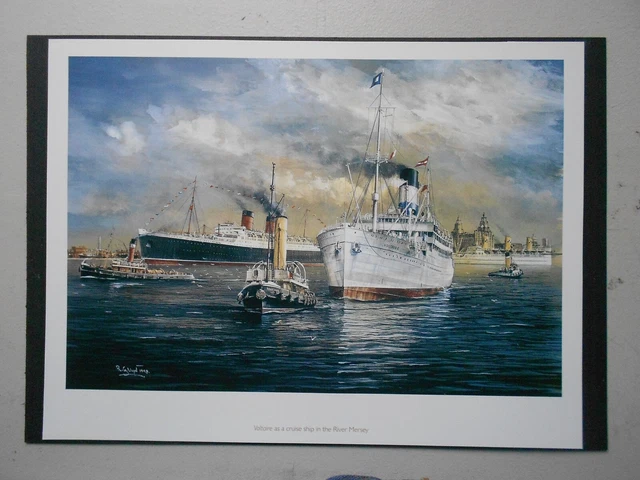 MARINE PRINT-VOLTAIRE AS A Cruise Ship In The Mersey By Artist Robert ...