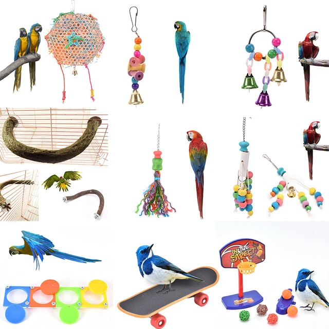 BIRD PARROT CAGE hanging swing chewing toy nymph parakeet wellensi ODj4 ...