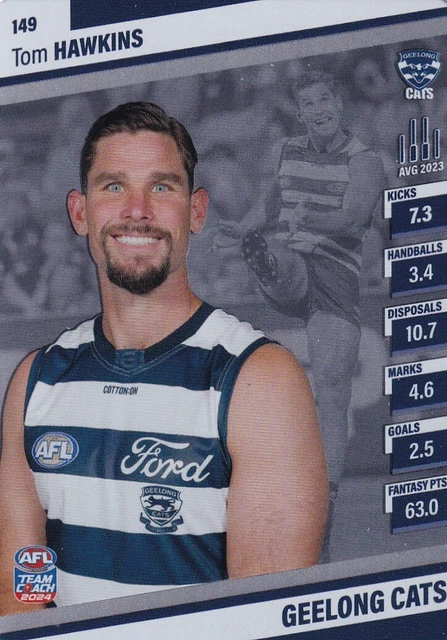 AFL 2024 TEAMCOACH Geelong Cats - Tom Hawkins Silver Card No.149 $2.25 ...