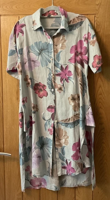 PURO LINO 100% Linen Long Length Short Sleeved Top One Size £5.45 ...