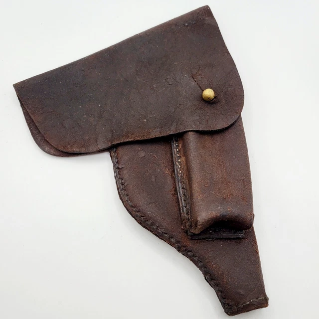 WW1 UNUSUAL SEMI Auto Leather Holster British German Unknown Military ...