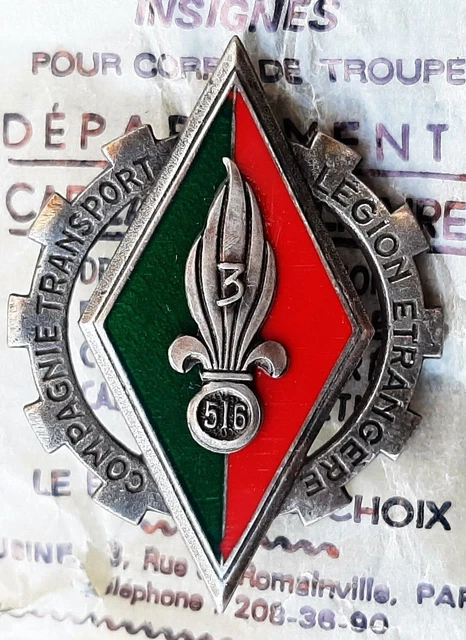INSIGNE CIE TRANSPORT 3-516 Indochine LÉGION ÉTRANGÈRE Retirage Drago ...