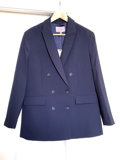 ANA JAKOBS LADIES Blue Oversized Blazer Jacket L Uk 14 Nwt £49.99 ...