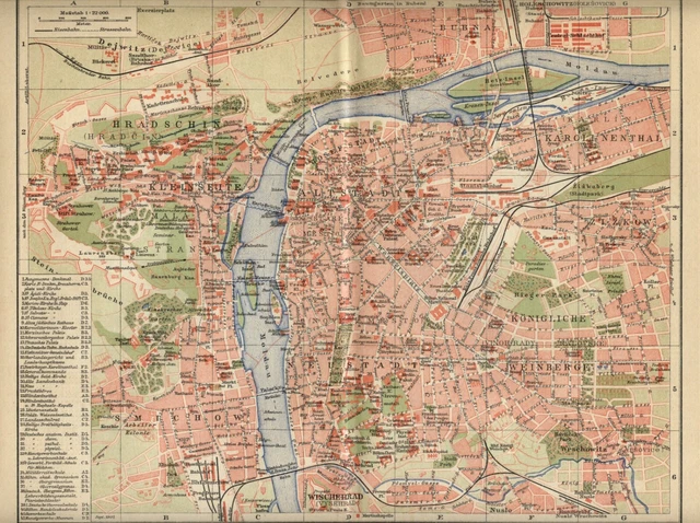 1902 ANTIQUE MAP = PRAGUE = OLD MAP £10.22 - PicClick UK