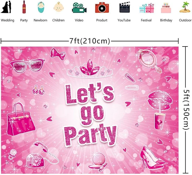 7X5FT LET'S GO Party Photo Backdrop Pink Fashion Girls Birthday ...