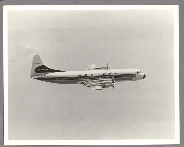 WESTERN AIRLINES LOCKHEED Electra N7135C Large Vintage Photo Prop-Jet £ ...