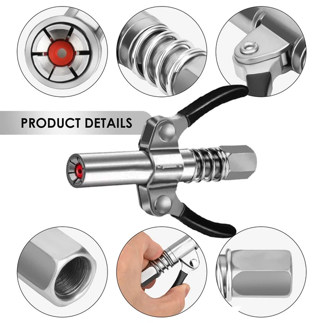 GREASE COUPLER HEAVY-DUTY Quick Release Gun Two Press No Oil Leakage 10000 PSI EUR 14,09 ...