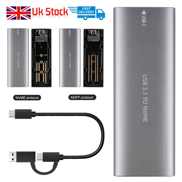 M.2 NGFF NVME SSD SATA to USB 3.1 Type-C Enclosure Case Converter Adapter UASP £9.69 - PicClick UK