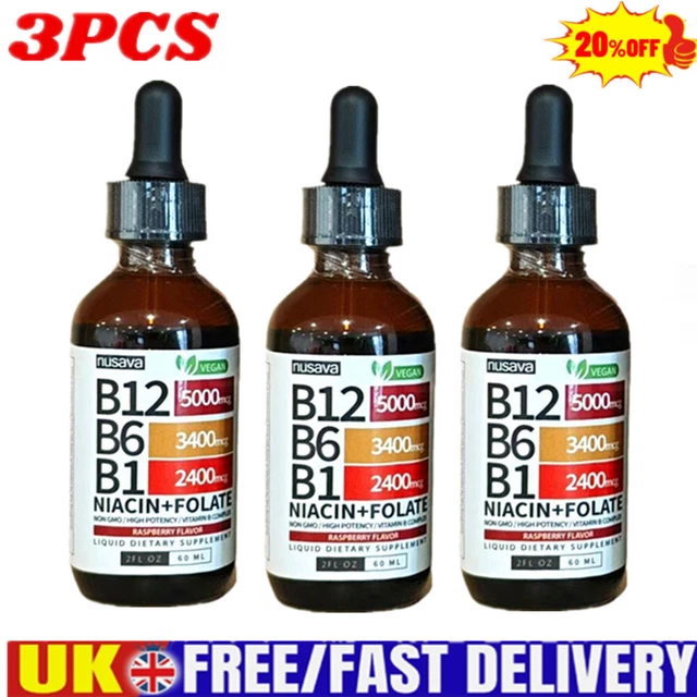 VITAMIN B12 AND B6 Liquid Drops, B12 Sublingual B Complex -B12 5000mcg ...