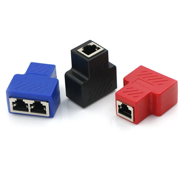 Rj45 Splitter Adapter Dual Lan Ethernet Socket Network Connections Split F A 6 06 Picclick Au