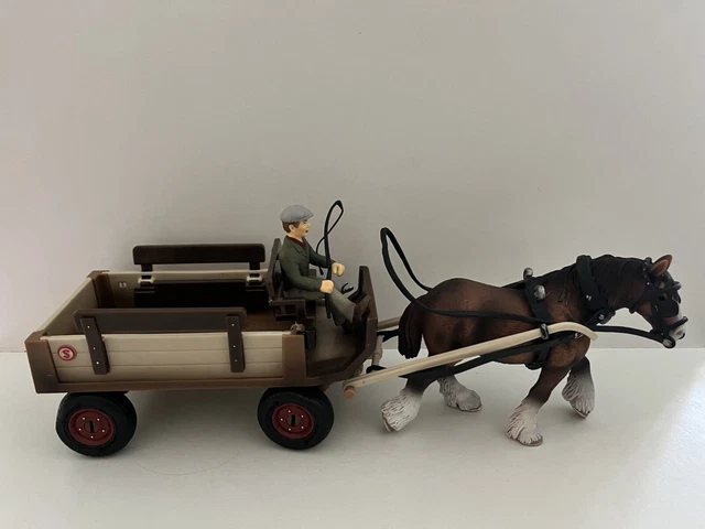 SCHLEICH 72003 KUTSCHE Sonderedition Pferdewagen braun mit Clydesdale ...