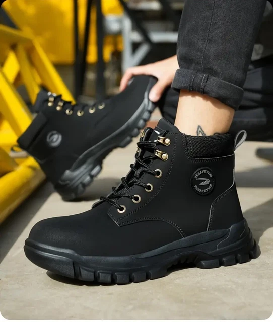 MEN PROTECTIVE BOOTS Steel Toe Shoes Anti-Smash Work Boots Safety Size ...