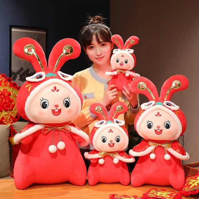 RABBIT PLUSH TOY Cute 3d Decorative 2023 Year Rabbit Mascot Stuffed ...