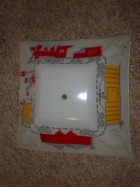HAVE ONE TO sell? Sell now 1950s Square Glass Ceiling Light Shade TRAIN ...